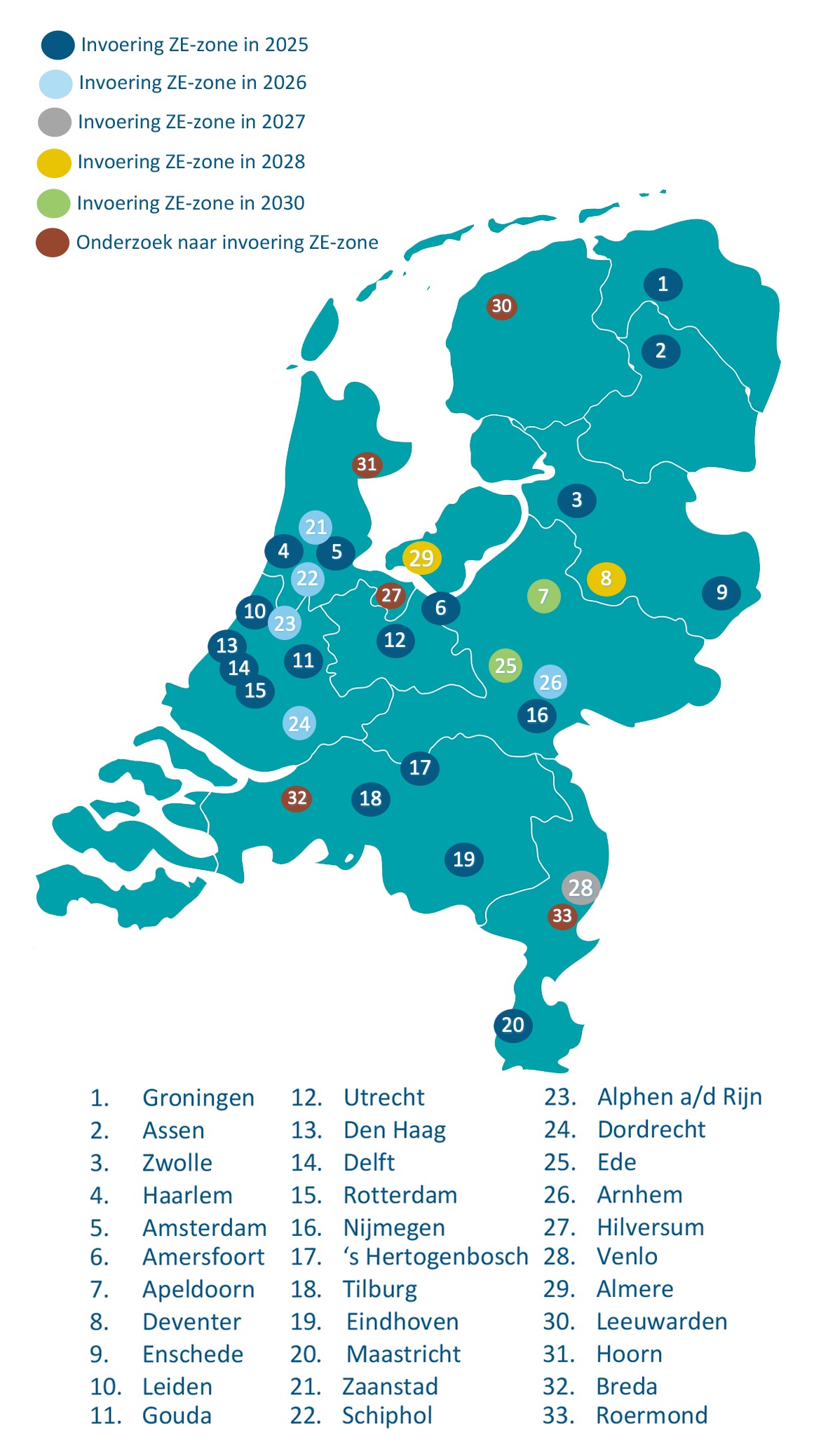 The introduction of Zero Emission Zones (ZE zones) in various Dutch ...